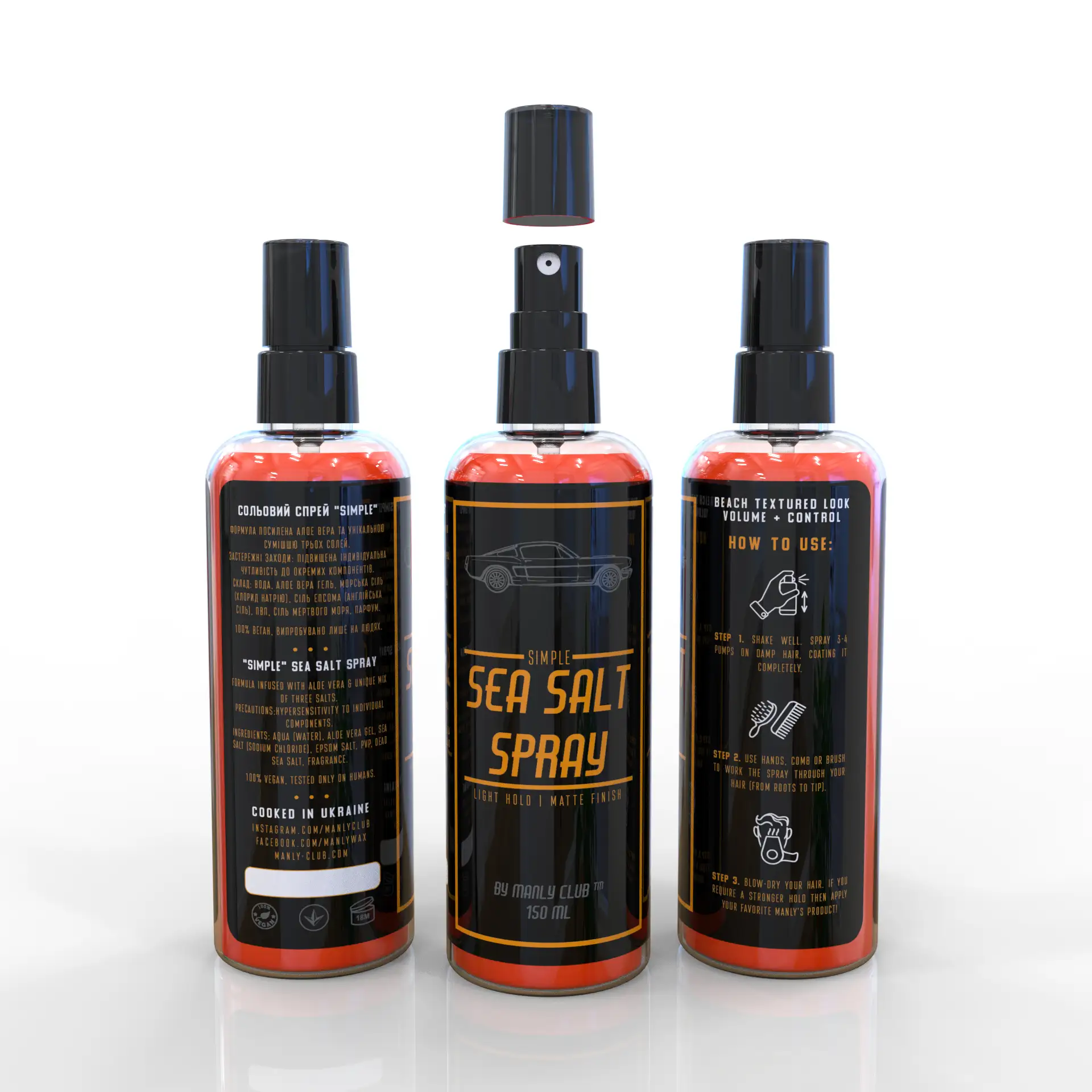 ᐉ Сольовий спрей для волосся MANLY CLUB SIMPLE Sea Salt SPRAY (150ml ...