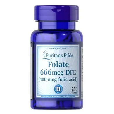 ᐉ Puritan's Pride Folate 666 mcg DFE (Folic Acid 400 mcg) 250 таб. від ...